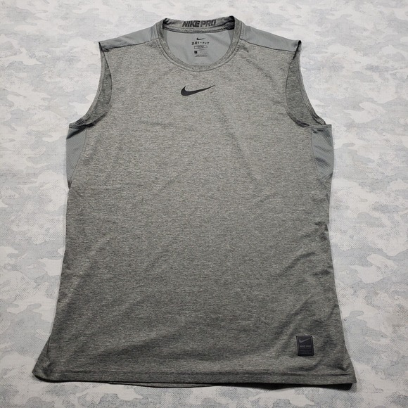 Nike | Shirts | Nike Pro Shirt Mens Large Gray Drifit Fittted ...
